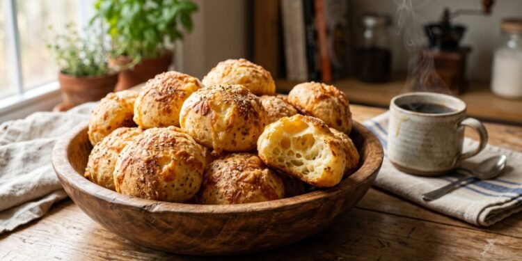 Pão de queijo caseiro com 3 ingredientes fica macio por dentro e ...