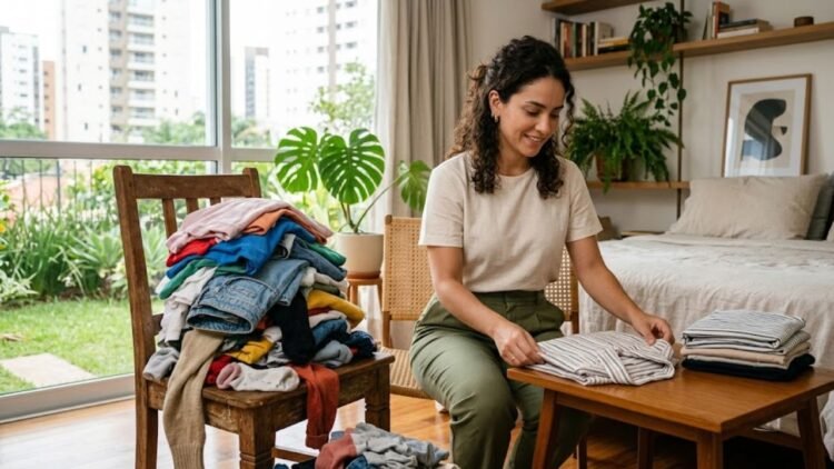 Psicólogo explica o que significa ter uma cadeira empilhada de roupas ...